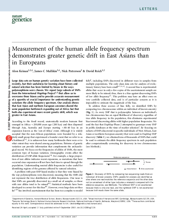 (PDF) Measurement of the human allele frequency spectrum demonstrates ...
