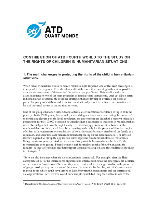 (PDF) CONTRIBUTION OF ATD FOURTH WORLD TO THE STUDY ON THE RIGHTS OF ...