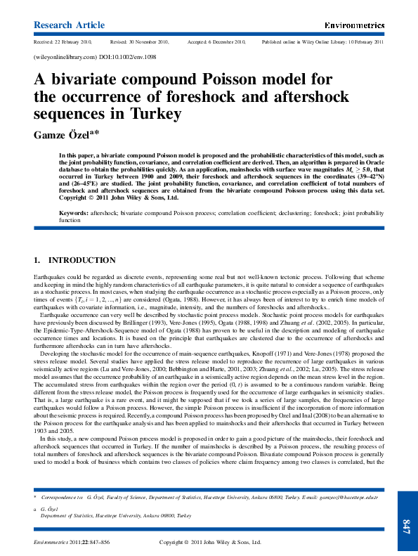 (PDF) A bivariate compound Poisson model for the occurrence of ...