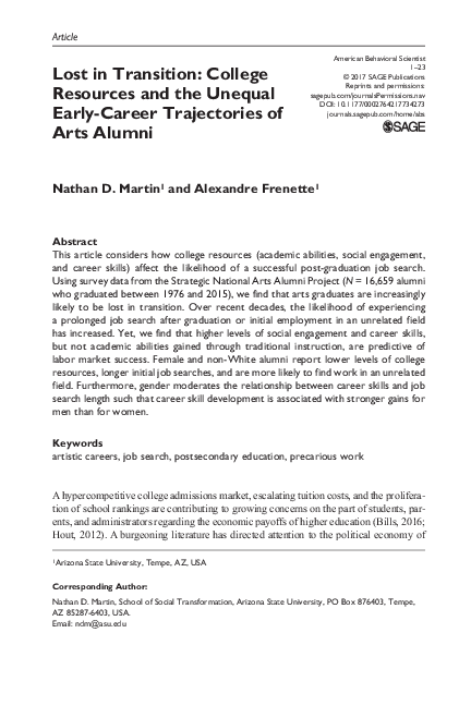 (PDF) Martin, N. D. & Frenette, A. (2017). Lost in transition: College ...