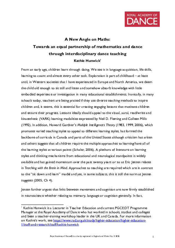(PDF) A New Angle on Maths: Towards an equal partnership of mathematics ...