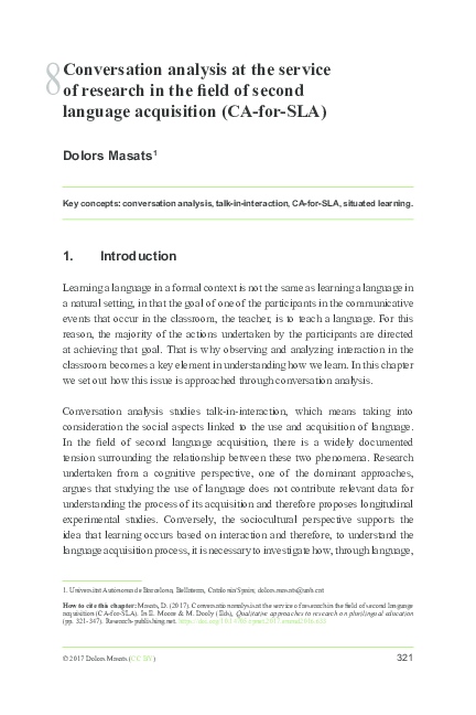 (PDF) Conversation analysis at the service of research in the field of ...
