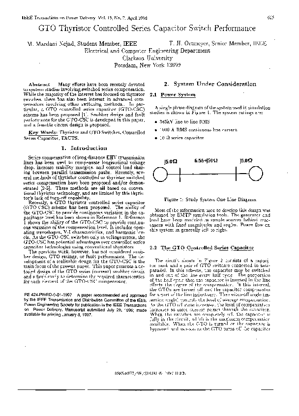 Pdf Gto Thyristor Controlled Series Capacitor Switch Performance