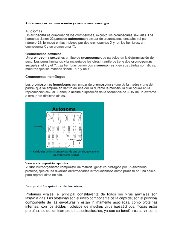 (DOC) Autosomas, cromosomas sexuales y cromosomas homólogos