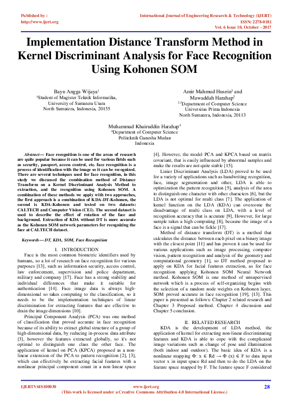 Pdf Implementation Distance Transform Method In Kernel Discriminant