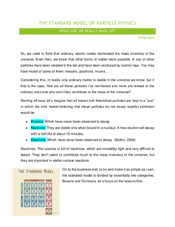 (DOC) The Standard Model of Particle Physics