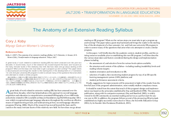 (PDF) The Anatomy of an Extensive Reading Syllabus