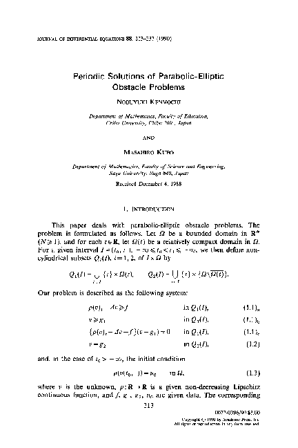 (PDF) Periodic solutions of parabolic-elliptic obstacle problems | Masahiro Kubo - Academia.edu