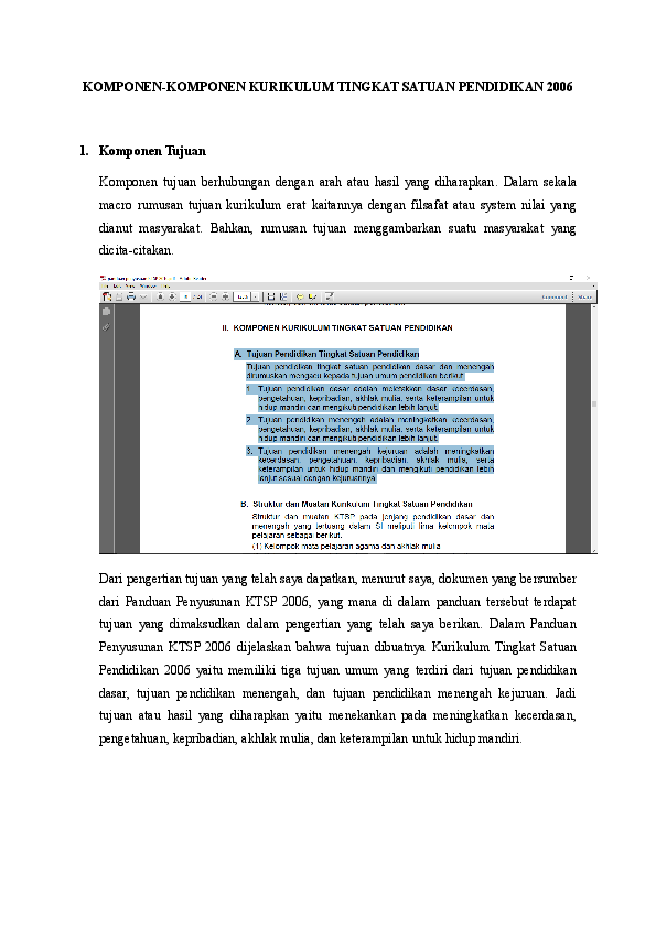 (DOC) KOMPONEN-KOMPONEN KURIKULUM TINGKAT SATUAN PENDIDIKAN 2006