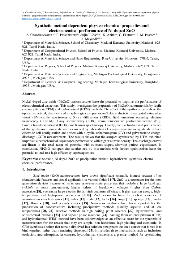 (PDF) Synthetic method dependent physico- chemical properties and ...