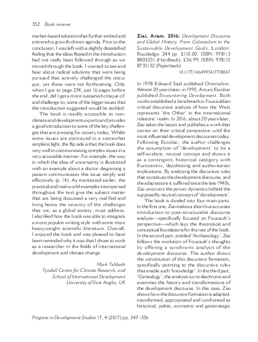 (PDF) Development Discourse and Global History: From Colonialism to the Sustainable Development ...