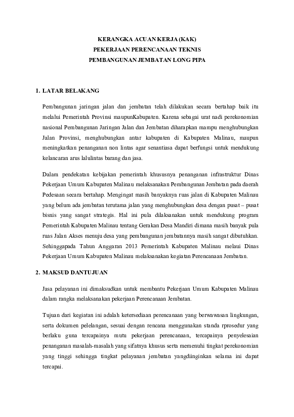 (DOC) KERANGKA ACUAN KERJA KAK PEKERJAAN PEREN