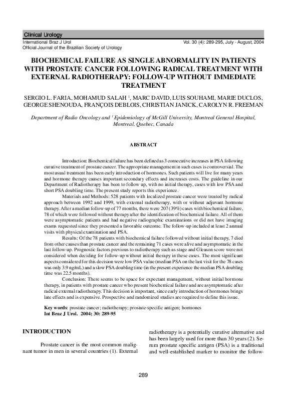 (PDF) Biochemical failure as single abnormality in patients with ...