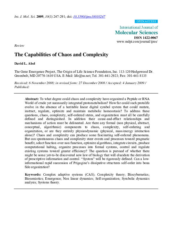 (PDF) The capabilities of chaos and complexity