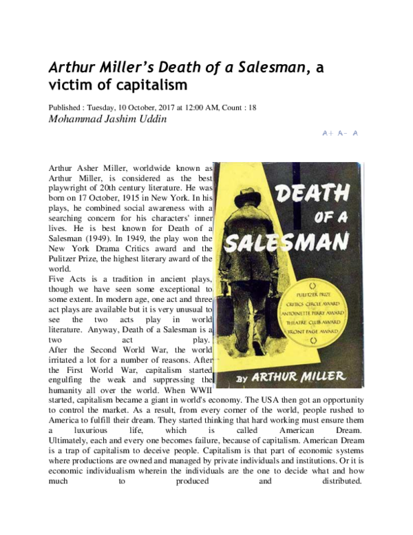 (PDF) Arthur Miller's Death of a Salesman, a victim of capitalism