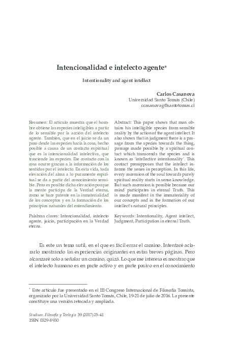 (PDF) Intencionalidad e intelecto agente* Intentionality and agent ...