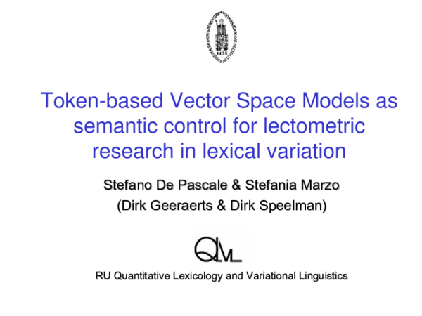 (PDF) Token-based Vector Space Models as semantic control for ...