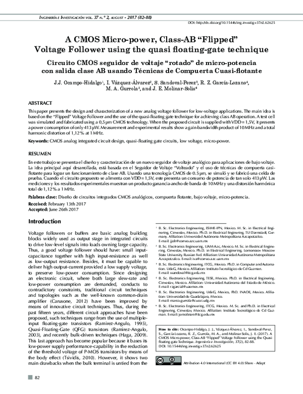 (PDF) A CMOS Micro-power, Class-AB “Flipped” Voltage Follower using the ...