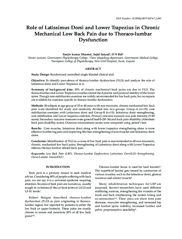 (PDF) Role of Latissimus Dorsi and Lower Trapezius in Chronic ...