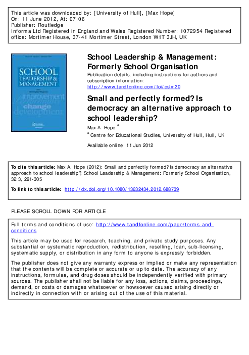 (PDF) School Leadership & Management: Formerly School Organisation ...