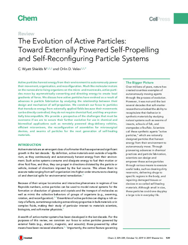 (PDF) The Evolution of Active Particles: Toward Externally Powered Self ...