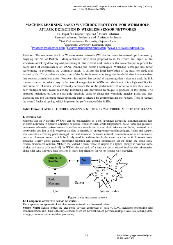 (PDF) MACHINE LEARNING BASED WATCHDOG PROTOCOL FOR WORMHOLE ATTACK ...