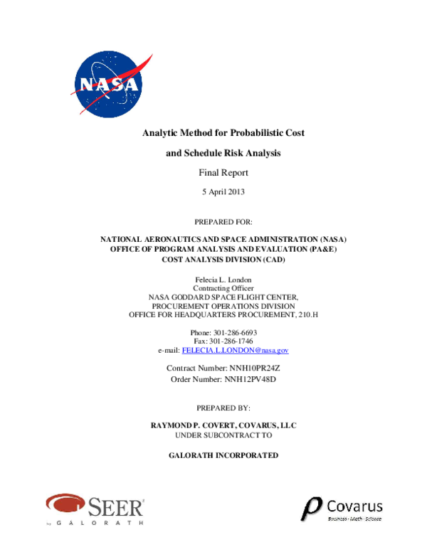(PDF) Analytic Method for Probabilistic Cost and Schedule Risk Analysis ...
