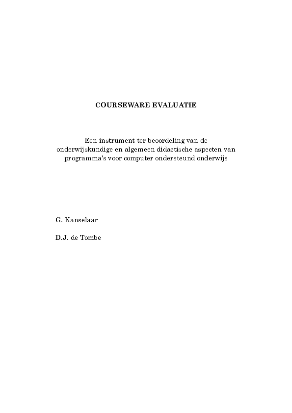 Pdf Courseware Evaluatie