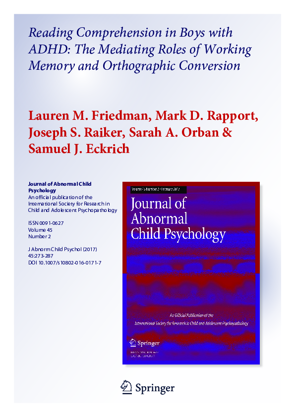 (PDF) Reading Comprehension in Boys with ADHD: The Mediating Roles of ...