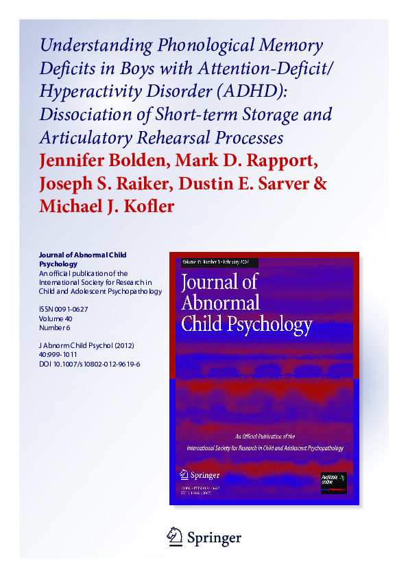 (PDF) Understanding Phonological Memory Deficits in Boys with Attention ...