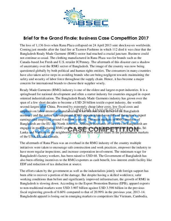 (DOC) Brief for the Grand Finale: Business Case Competition 2017