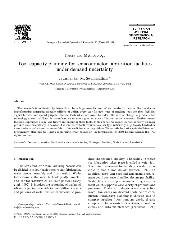 (PDF) Tool capacity planning for semiconductor fabrication facilities ...