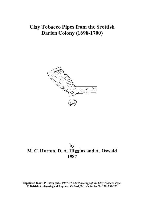 (PDF) Clay Tobacco Pipes from the Scottish Darien Colony (1698-1700)
