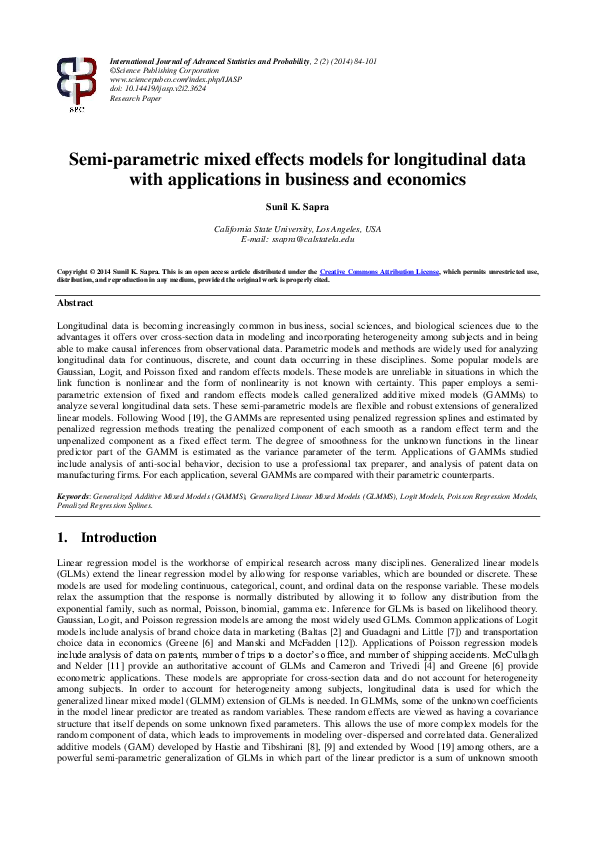 Pdf Semi Parametric Mixed Effects Models For Longitudinal Data With