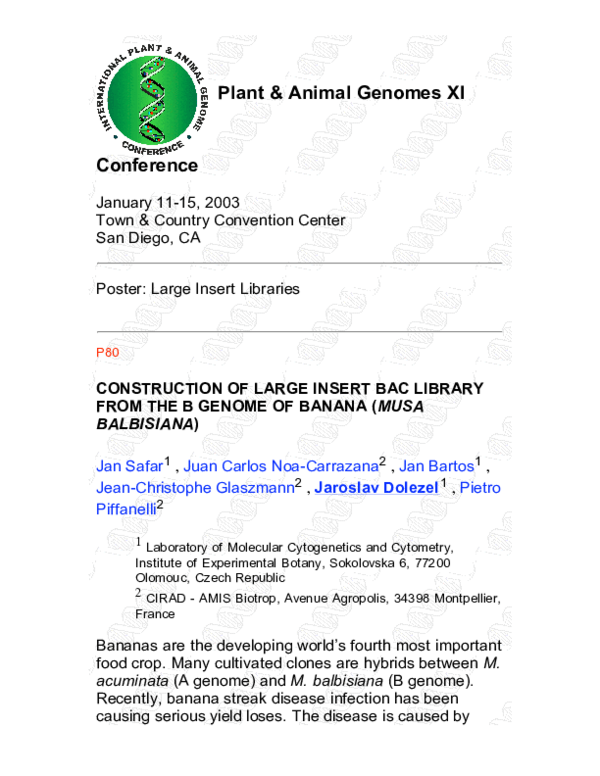 (PDF) BAC Library Construction for Banana B Genome
