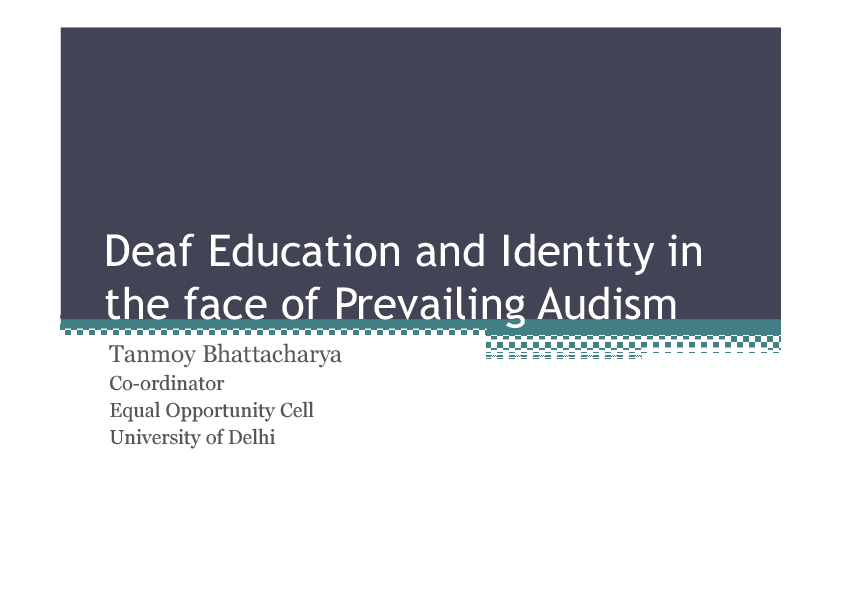 (PDF) Deaf Education and Identity in the face of Prevailing Audism