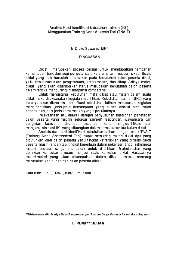 (DOC) Analisis Hasil Identifikasi kebutuhan Latihan (IKL) Menggunakan ...