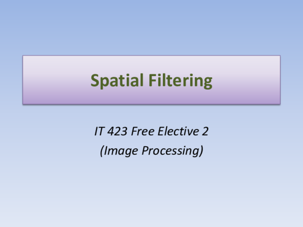 (PPT) Spatial Filtering Report