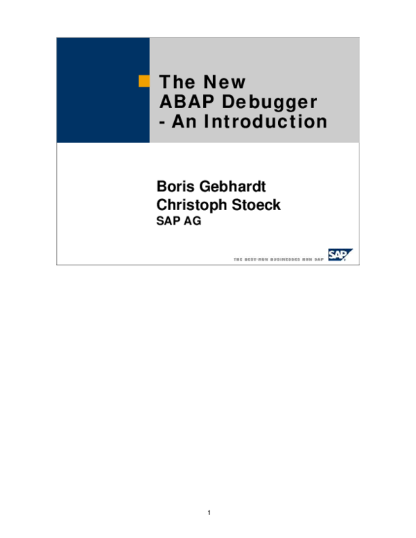 (PDF) The New ABAP Debugger -An Introduction 2