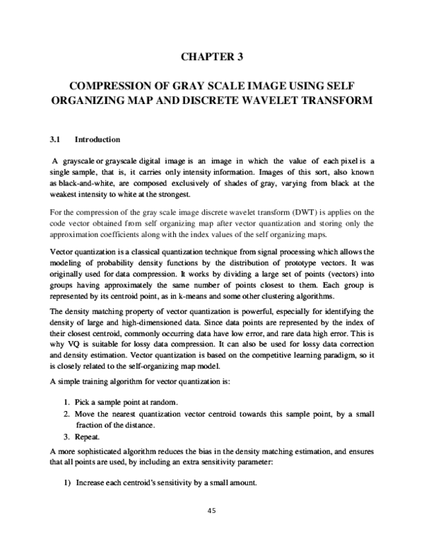 Doc Chapter 3 Compression Of Gray Scale Image Using Self Organizing Map And Discrete Wavelet