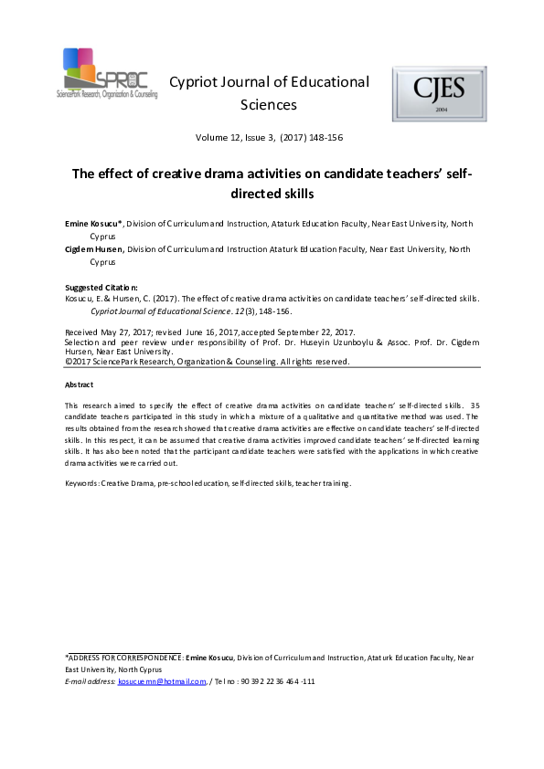 (PDF) The effect of creative drama activities on candidate teachers ...