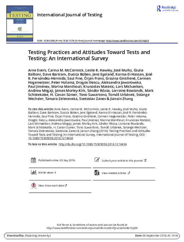 (PDF) International Journal of Testing Testing Practices and Attitudes ...