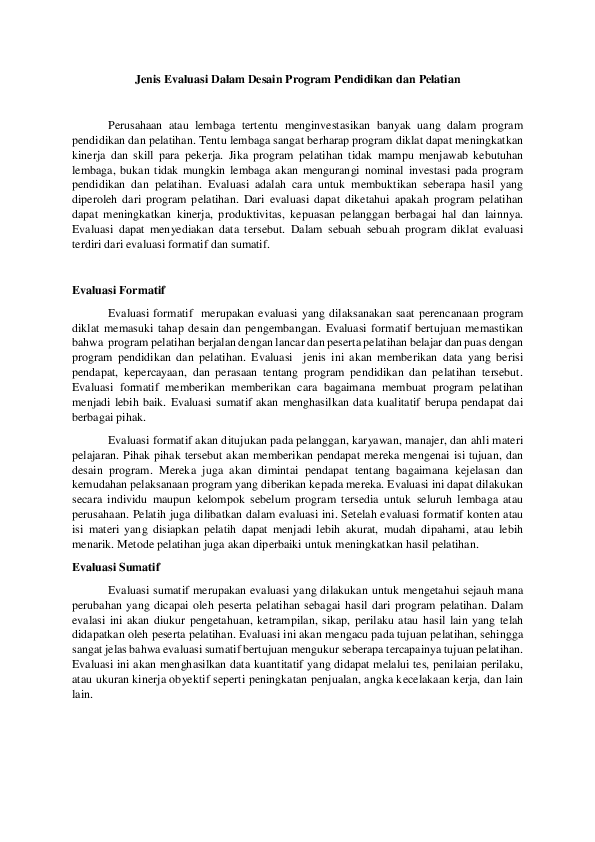 (DOC) Jenis Evaluasi Dalam Desain Program Pendidikan dan Pelatian