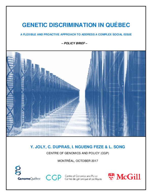 (PDF) Genetic Discrimination in Québec: A Flexible and Proactive ...