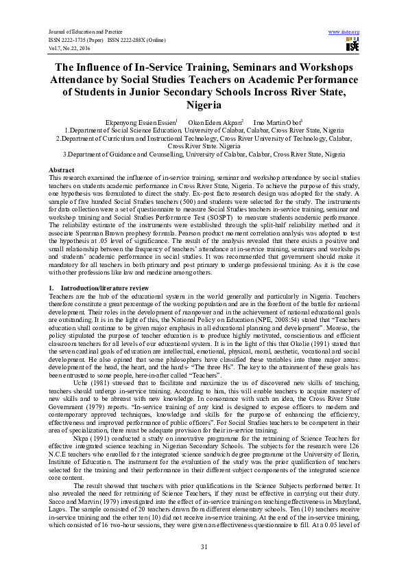 (PDF) In-Service Training