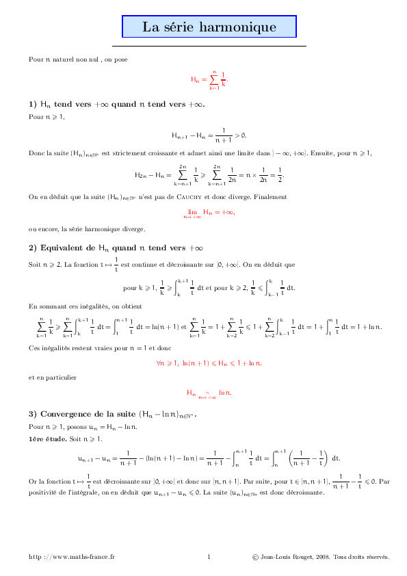 (PDF) La série harmonique