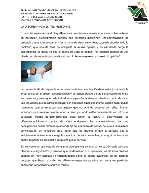 (DOC) LA DISCREPANCIA ENTRE PERSONAS