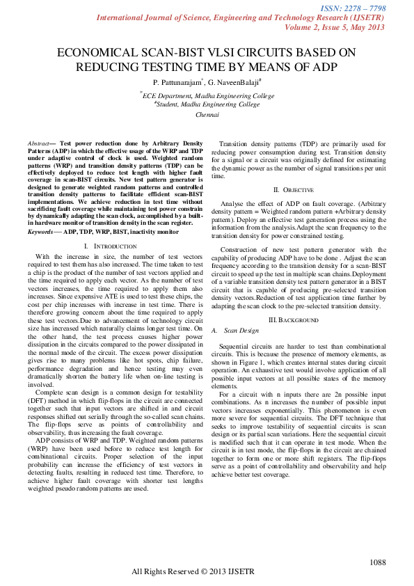 Pdf Economical Scan Bist Vlsi Circuits Based On Reducing Testing Time By Means Of Adp