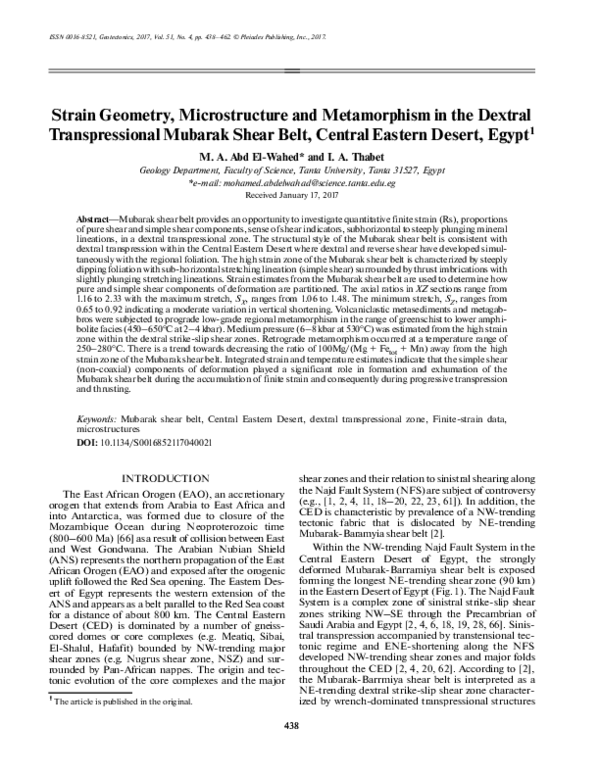 (PDF) Strain Geometry, Microstructure and Metamorphism in the Dextral ...