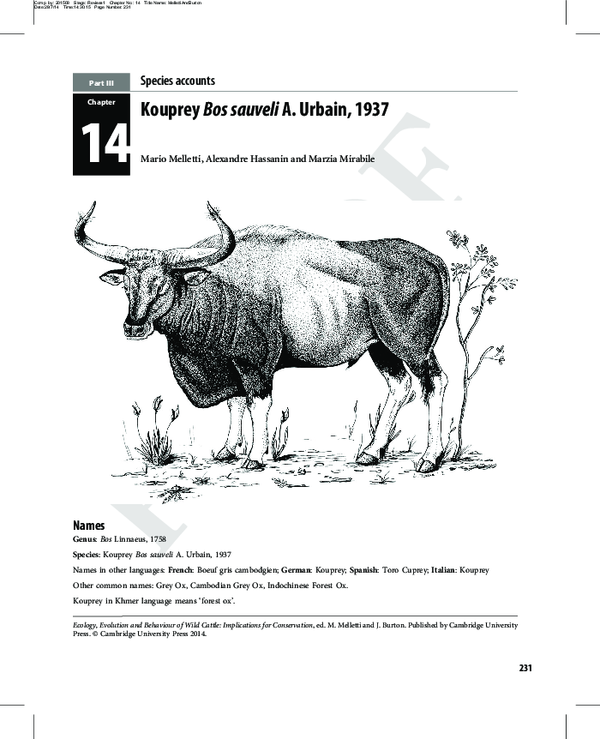 (PDF) Kouprey. In Ecology, Evolution and Behaviour of Wild Cattle